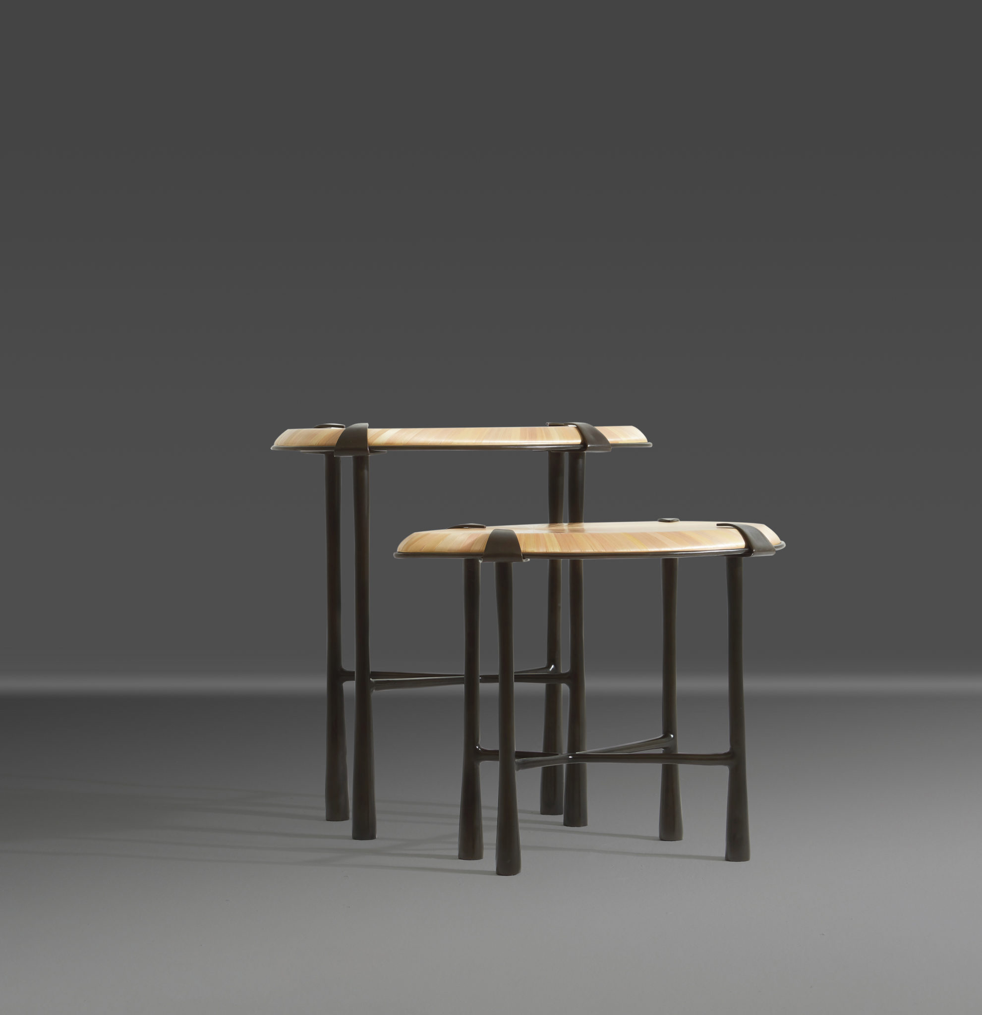 Drop Side Table - Beechwood Straw Marquetry - R HUGHES