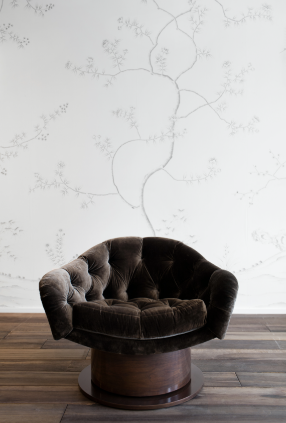Turn Around Swivel Club Chair, Wood Base - R HUGHES