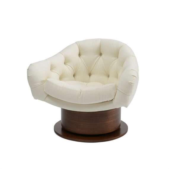Turn Around Swivel Club Chair, Wood Base - R HUGHES
