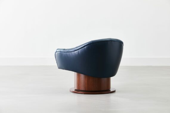Turn Around Swivel Club Chair, Wood Base - R HUGHES
