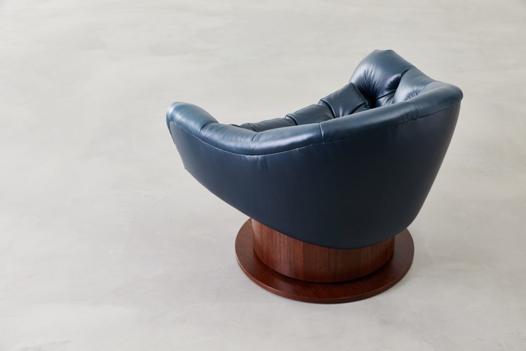 Turn Around Swivel Club Chair, Wood Base - R HUGHES