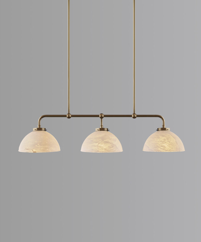 Alabaster Triple Pendant On Rod - R HUGHES