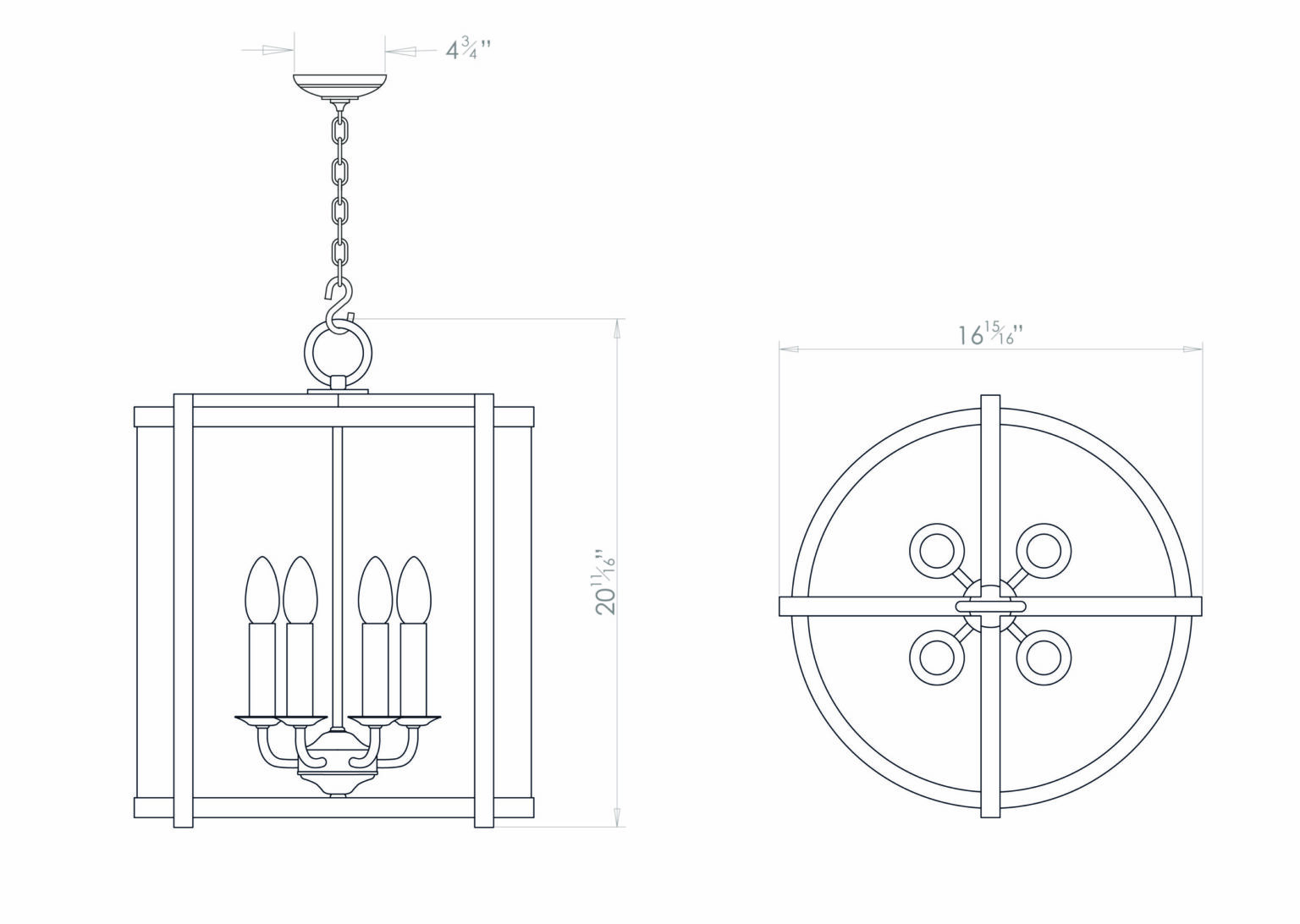 Finn Hanging Lantern, Large - R HUGHES