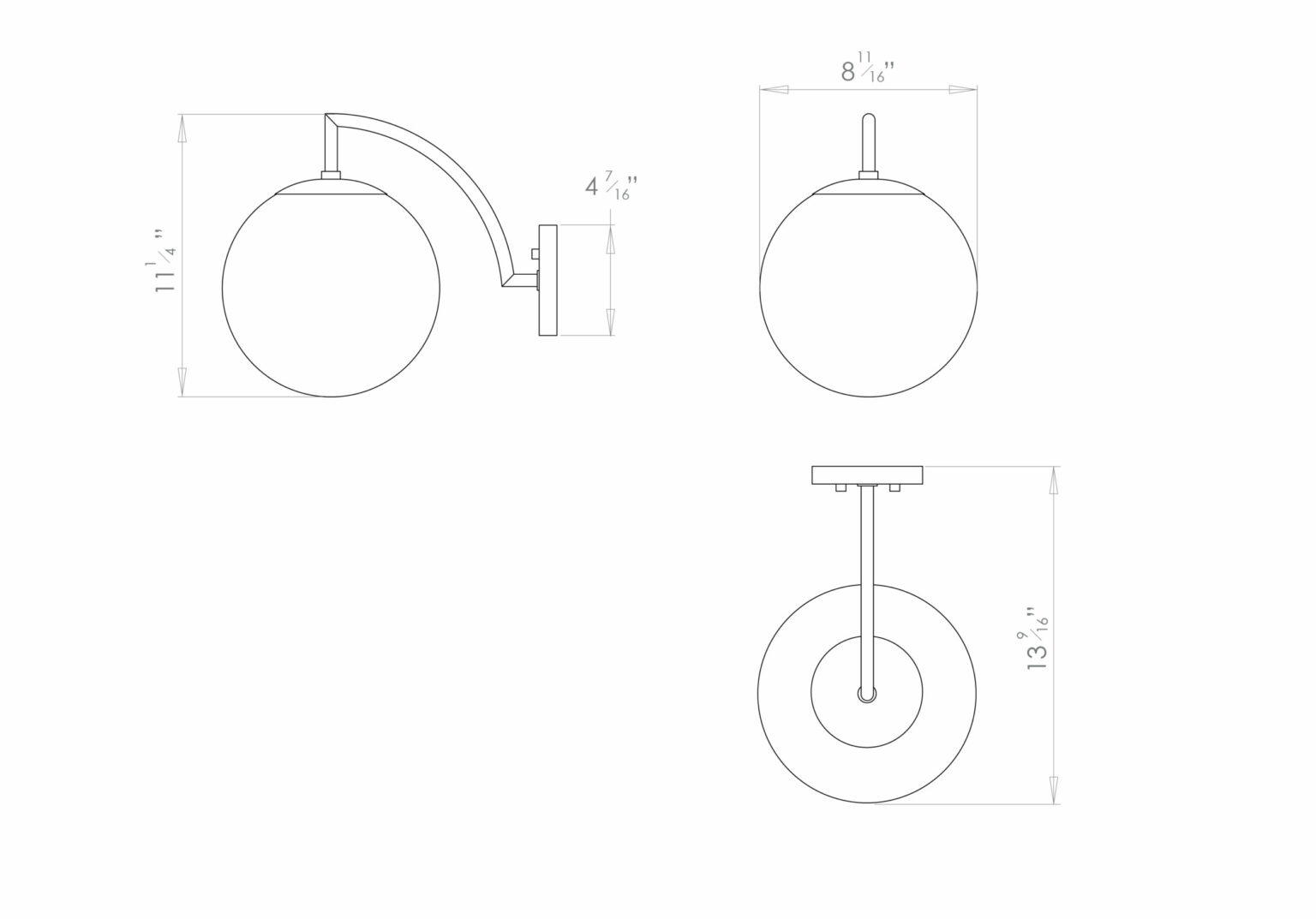 Hammered Globe Wall Light - R HUGHES