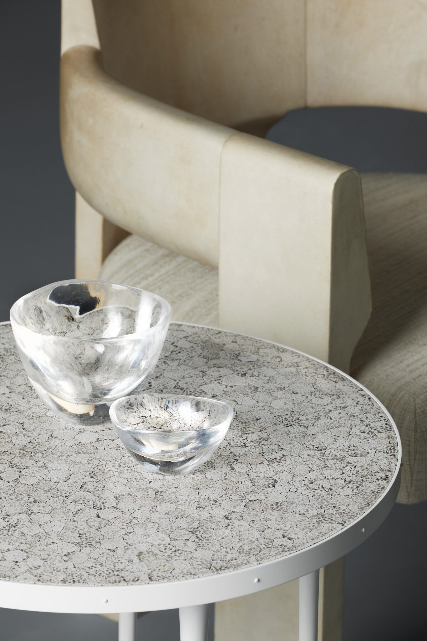 Ammonite Side Tables - White Eggshell Lacquer - R HUGHES