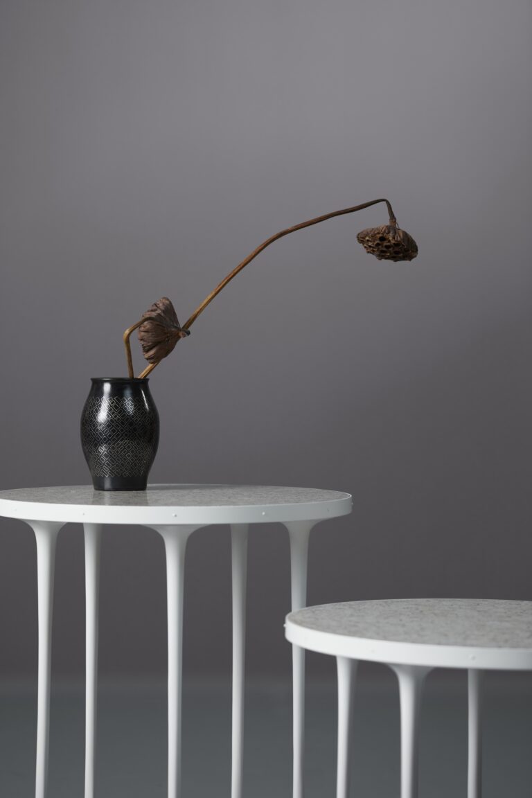 Ammonite Side Tables - White Eggshell Lacquer - R HUGHES