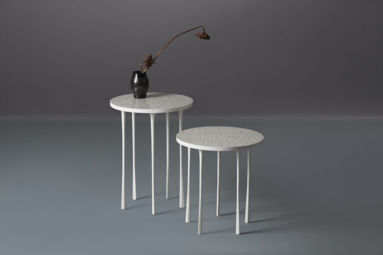 Ammonite Side Tables - White Eggshell Lacquer - R HUGHES