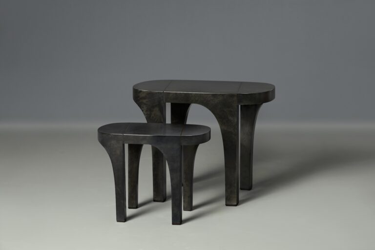 Margot Side Table - Pepper Grey Parchment - R HUGHES